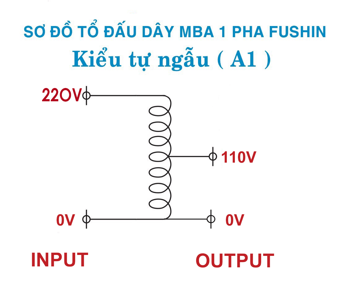 Biến áp tự ngẫu 1 pha vào 220V ra 110V - 5.5KVA Fushin Trần